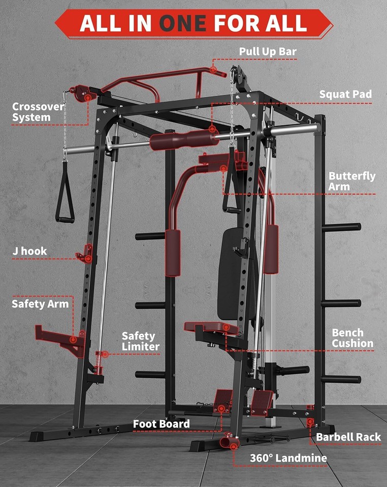 2000 LBS Strength Training Power Cage Machine For Home Gym Workout | eBay