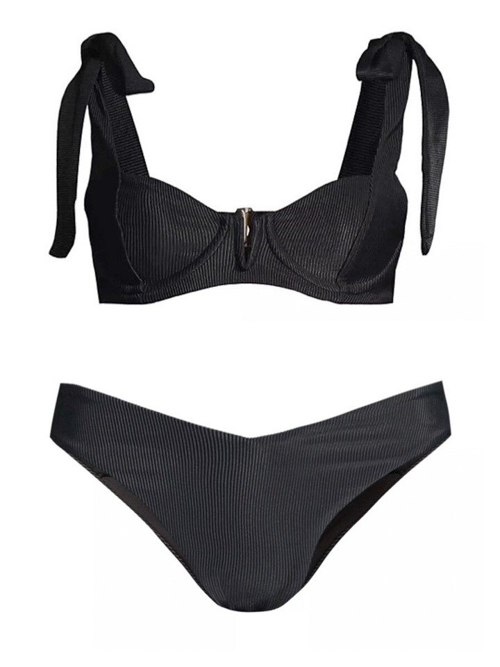 BEACH RIOT Black Blair Bikini Top Vanessa V-Cut Bottoms 2 Piece ...