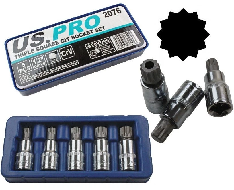 10pc Xzn 12 Point Mm Triple Square Spline Bit Socket Set 50 Off
