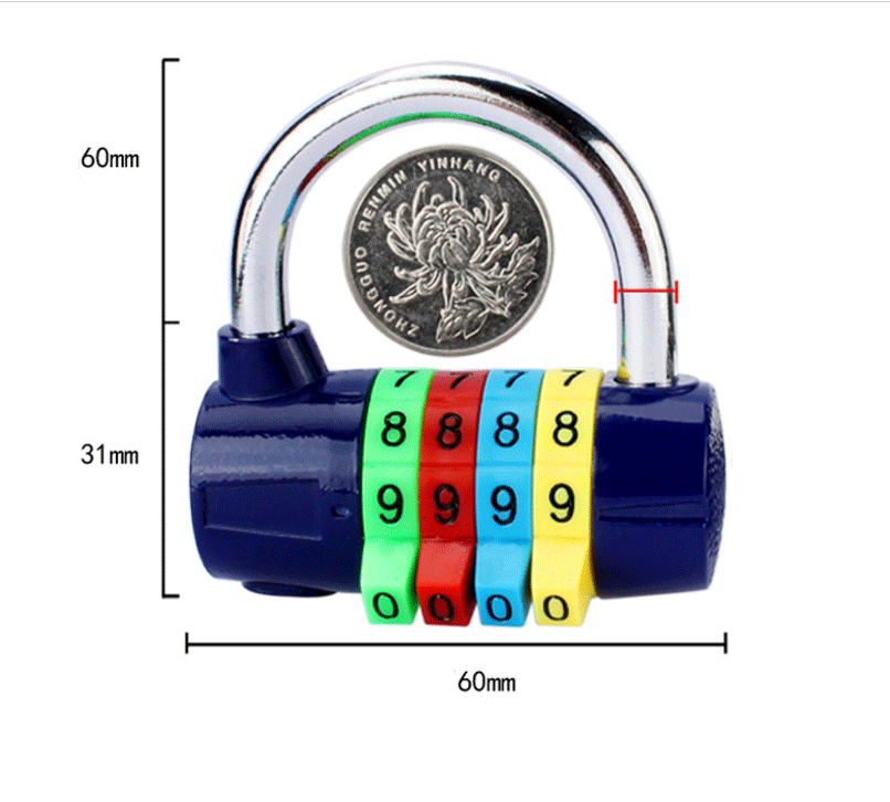 Coded Lock 4Digit Password Safety Lock Wide Shackle Combination Padlock ...