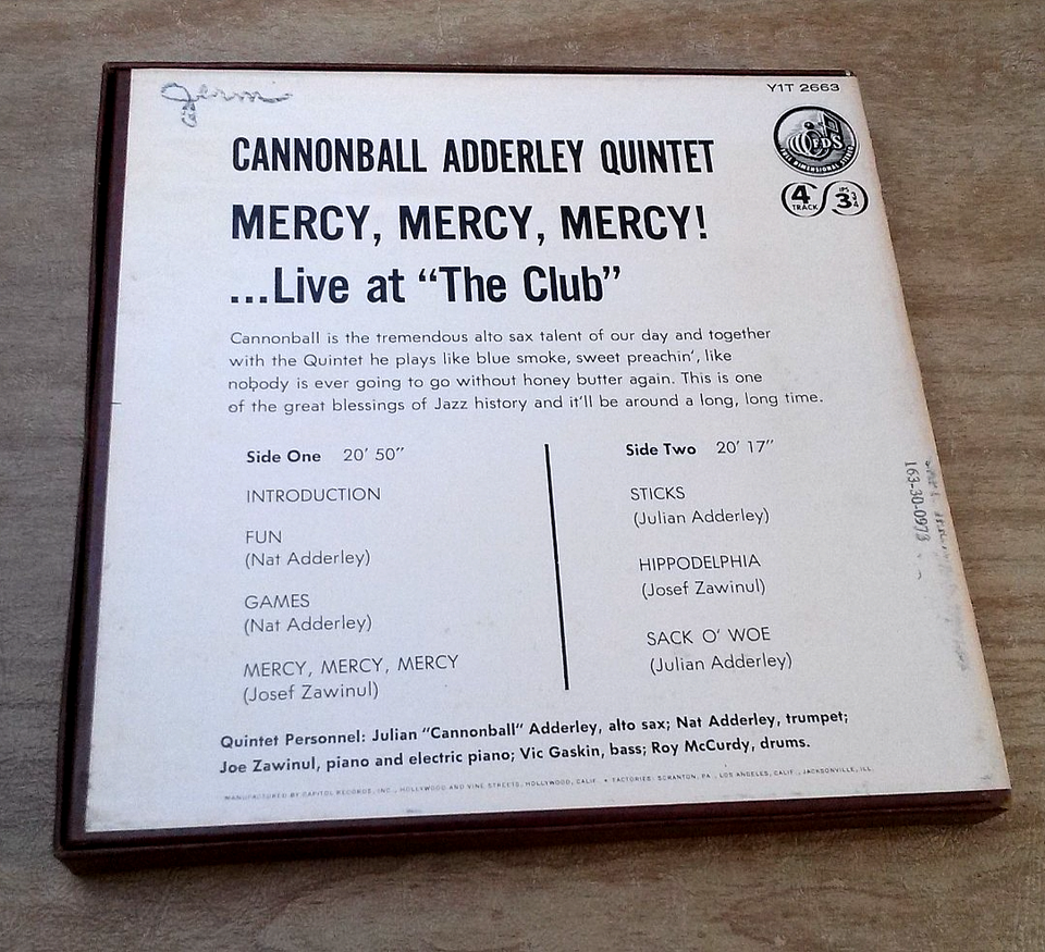 The Cannonball Adderley Quintet Mercy, Mercy, Mercy! Capitol Stereo ...