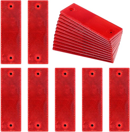 20Pcs Universal Red Plastic Rectangular Stick-on Car Reflector Sticker ...