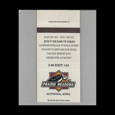 Matchbook Cover Prairie Meadows Horse Race Track Altoona, IA | eBay