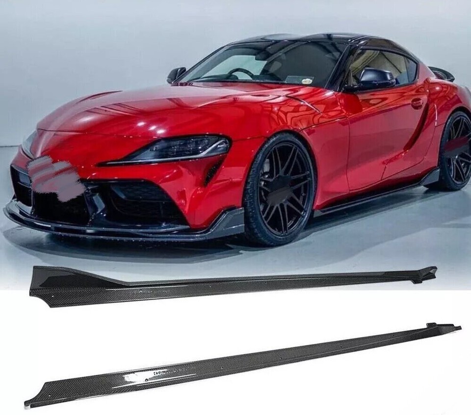 Real Carbon Side Skirt Extension Lip Fit Toyota Supra GR A90 A91 MK5 ...