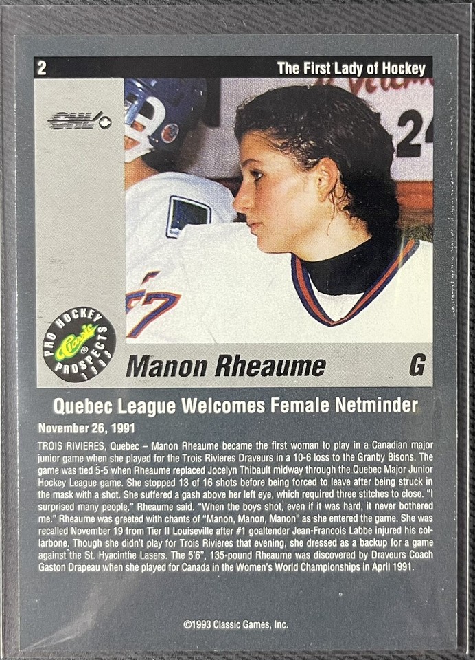 1993 Classic Pro Hockey Prospects Manon Rheaume #2 (Condition? You ...