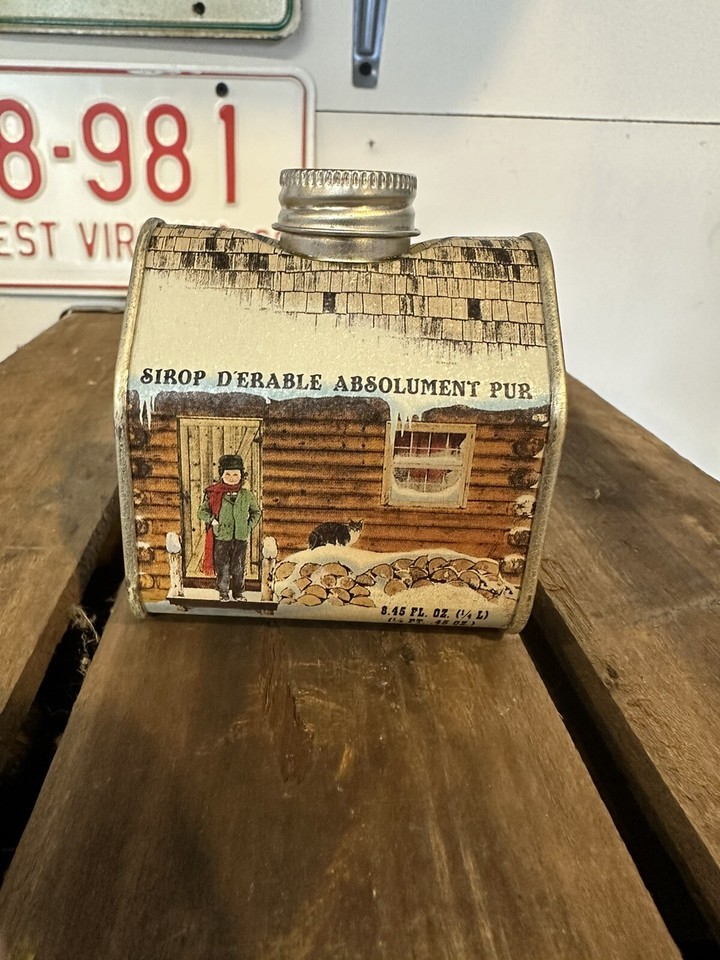 New Old Stock - 1984 Pure Maple Syrup Log Cabin Tin New England ...