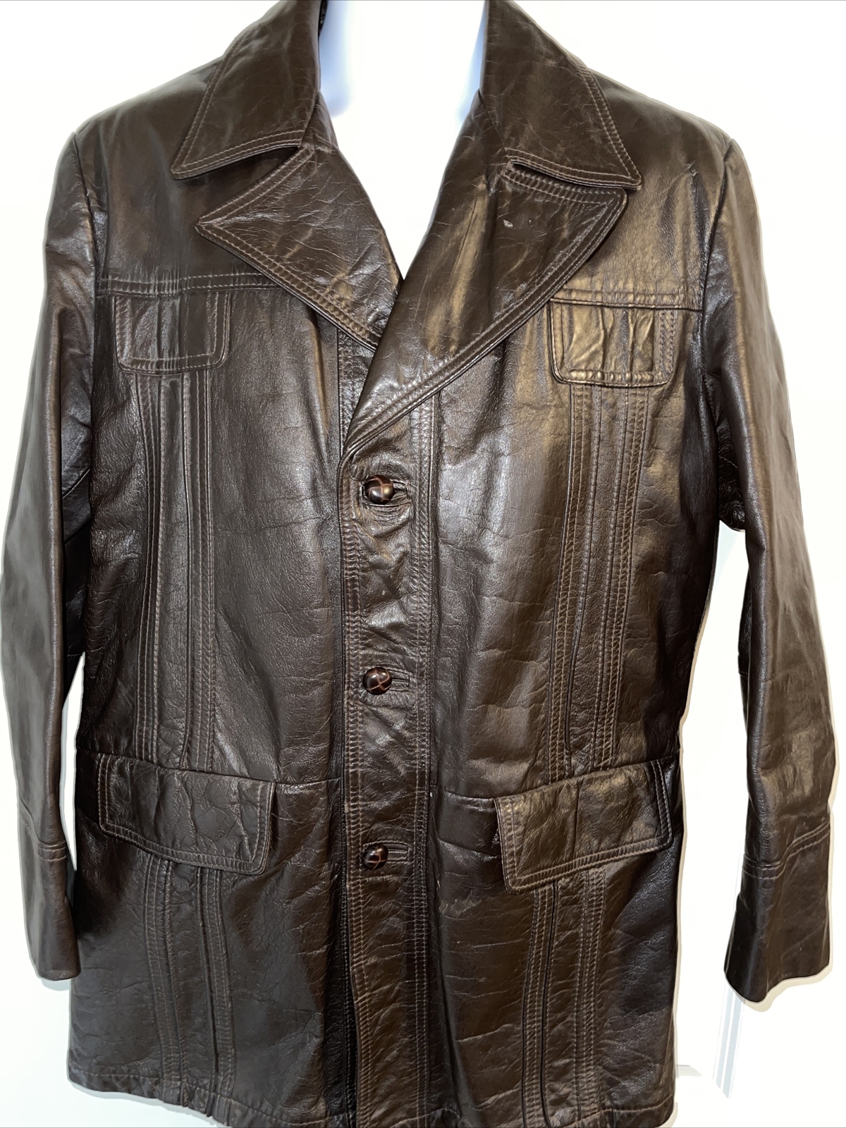 VINTAGE BROWN MONTGOMERY WARD LEATHER JACKET MEN'S 42R - Gem