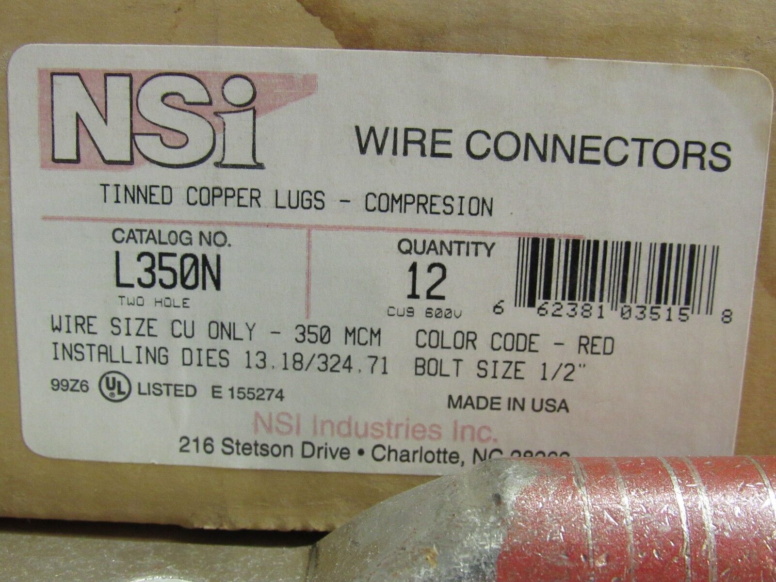 NSI Industries L350N Copper Compression Connector Long Barrel Copper ...
