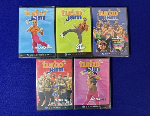 Turbo Jam 5 DVD Lot Cardio Party Mix 3 Fat Blaster 3T Punch Kick Jam ...