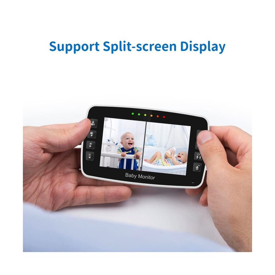 Baby Monitor with 2 Cameras, 4.3" LCD Split-Screen Video Baby Monit ...
