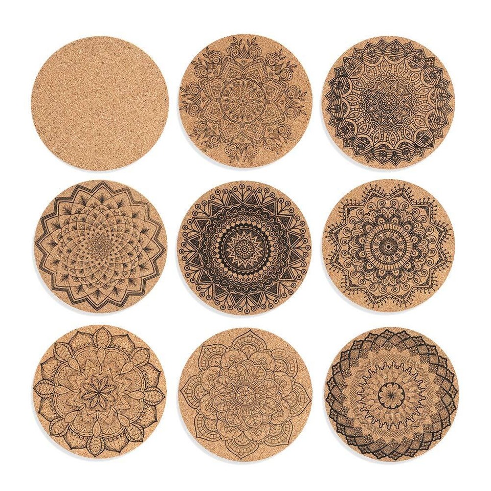 Cork Coasters For Drinks Reusable Cup Mat Round Cork Coasters Set For ...