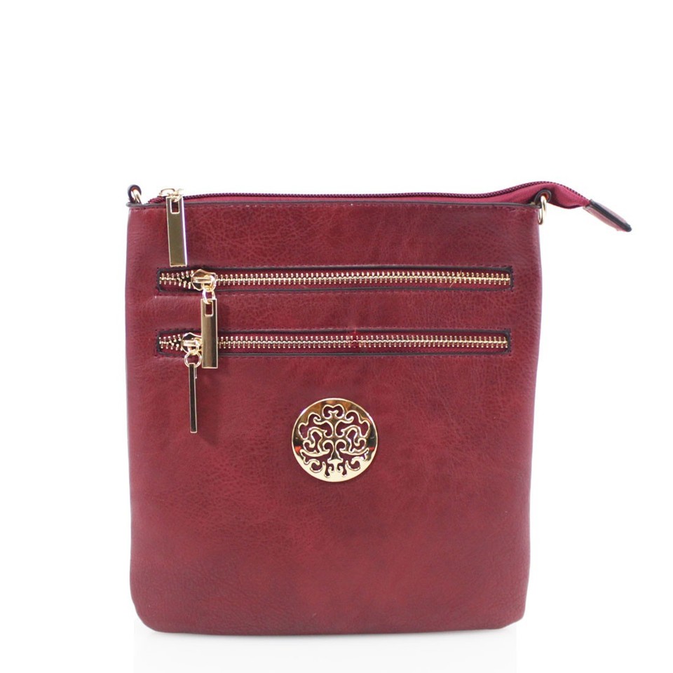 Ladies Double Zip Cross Body Messenger Bag Women Shoulder GIrls Side ...