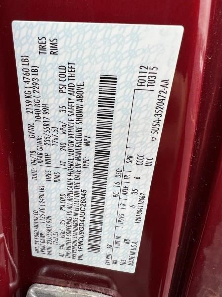 2017-2019 Ford Escape Turbocharger Hose Pipe Line GV61-9R504-CB ...