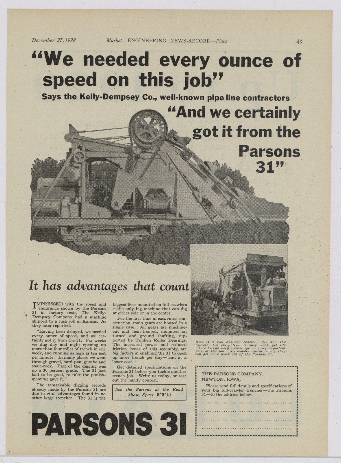 1928 Parsons Co Ad: Kelly Dempsey Contractor in Kansas - Parsons 31 ...