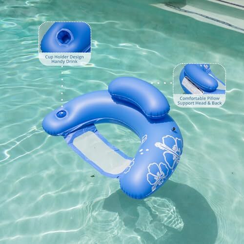 Inflatable Pool Float Chair with Ergonomic Headrest Pool Floaties ...