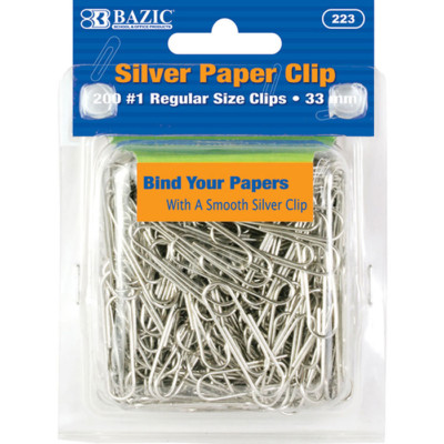 200 Regular Paper Clips (33mm) Silver Wire Smooth Finish Paper Clip ...