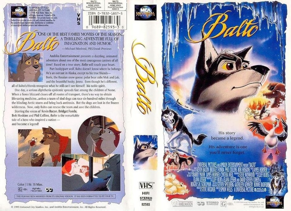 Balto (VHS, Animation, 1995) | eBay