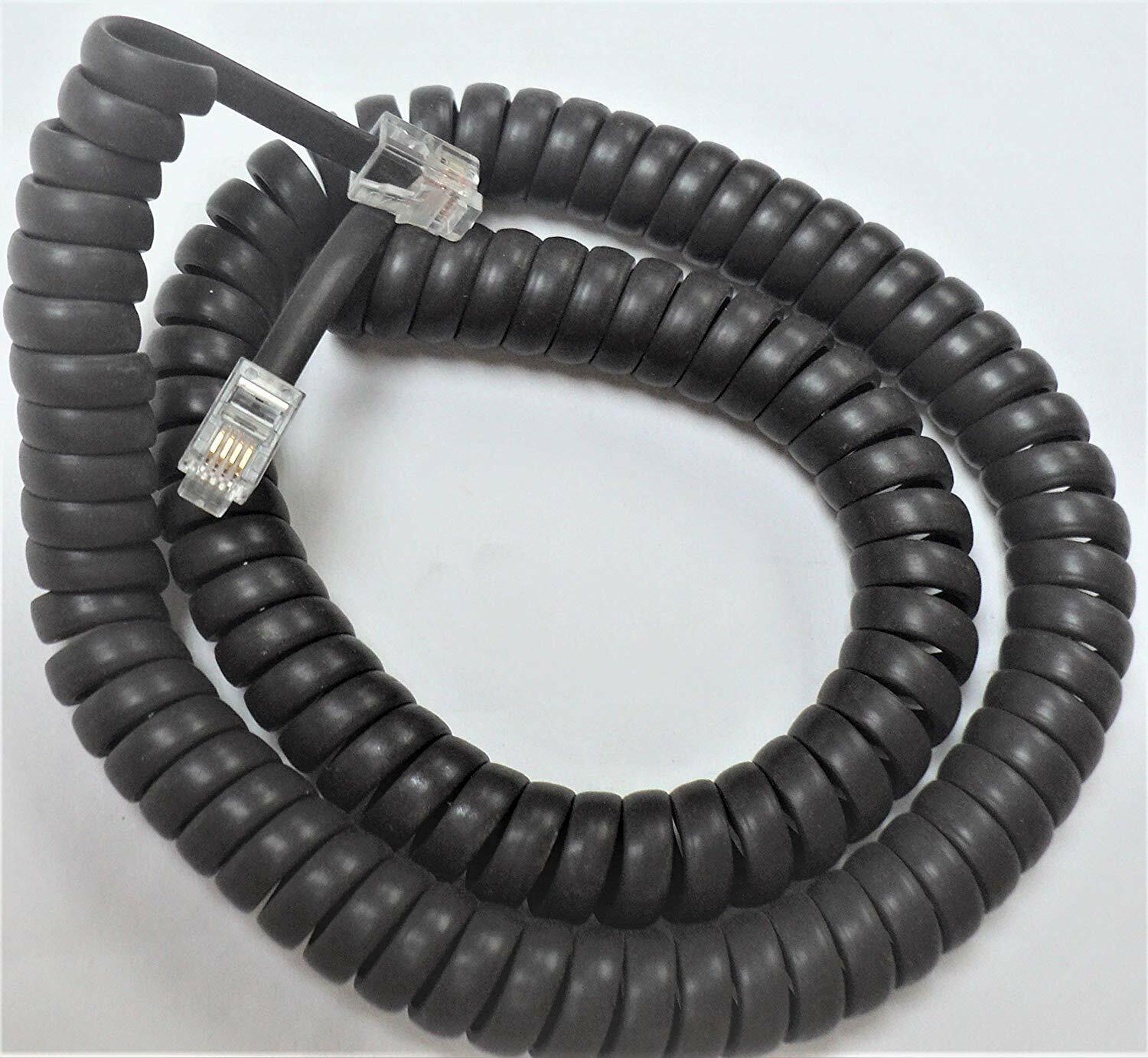 25ft. Foot BROWN Modular Coiled Telephone Handset Cord 25' 25ft. 25 ...