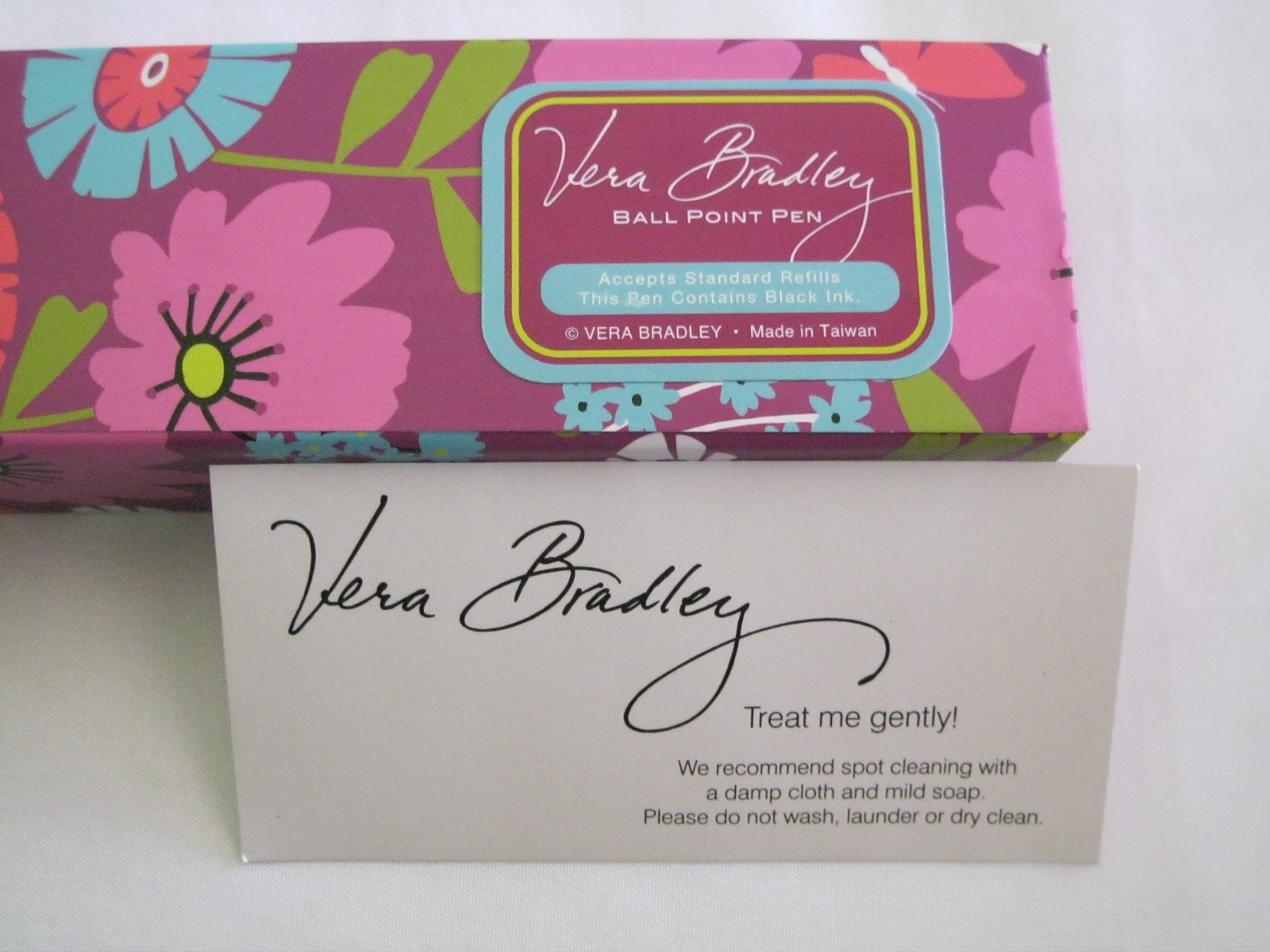 Vera Bradley FLUTTERBY BALL POINT PEN BLACK INK Refillable 4 PURSE Tote ...