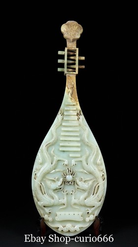 Han China Natural Hetian Jade Dragon Beast Phoenix Bird Pipa Musical ...