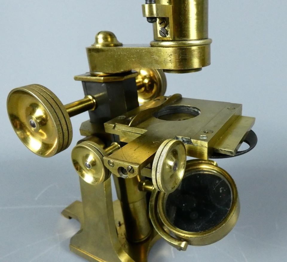 Vintage J J Griffin brass microscope sold by Braham, Bath c1865 #5486 ...