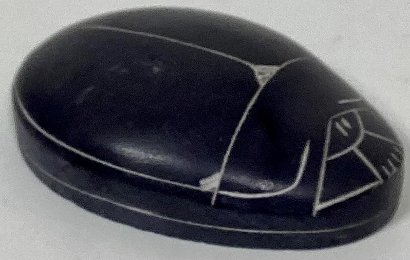 vintage 2.5" EGYPTIAN carved stone SCARAB Beetle w/bottom Heiroglyphics ...