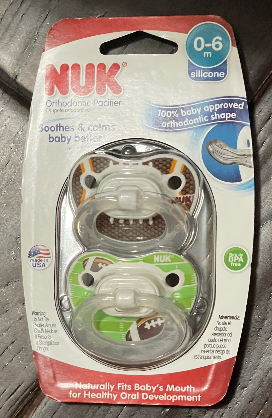 Nuk Orthodontic Pacifier Silicone 6-18 Month Sports Theme New In Package