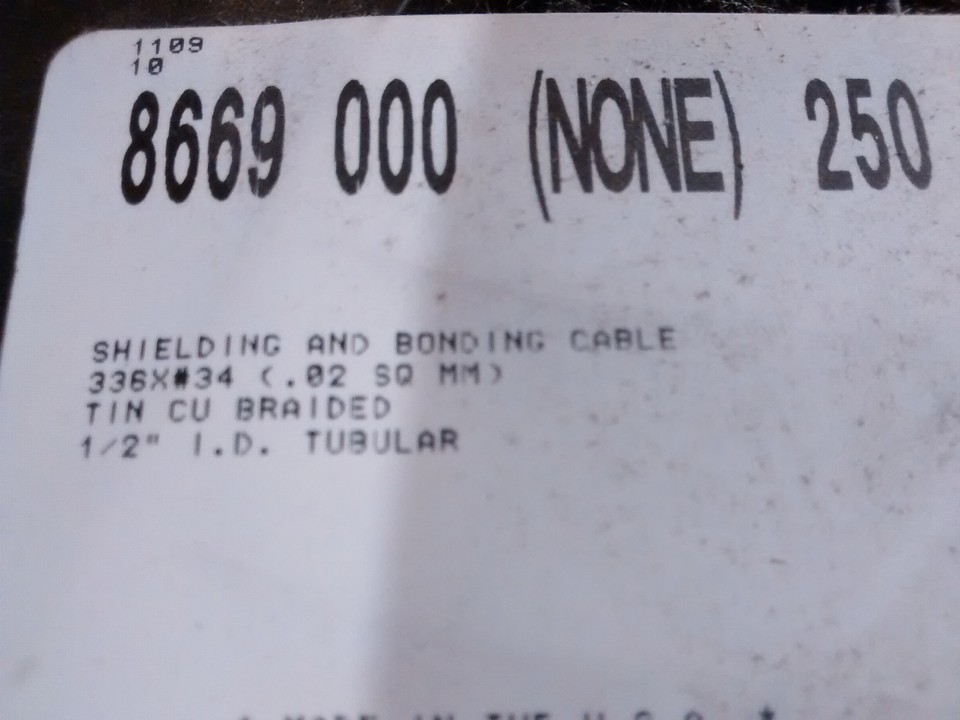 Belden 250' 1/2" Diameter Tubular Tinned Copper Braided Shield & Bond ...