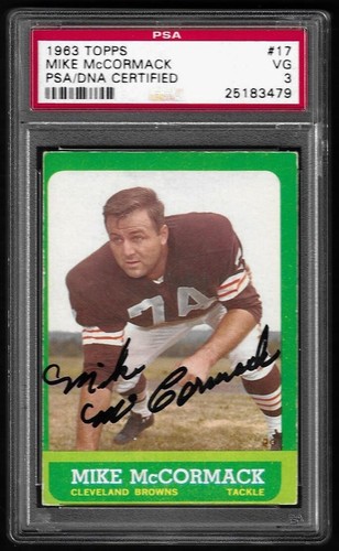 1963 Topps Mike McCormack PSA/DNA Authentic Signed Card #17 AUTO HOF ...