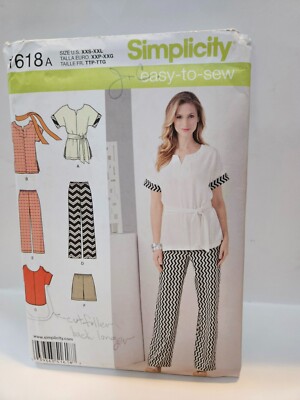 Simplicity 1618 Size Xxs-Xxl Pants, Shorts, Top, & Scarf Uncut 2013 | eBay