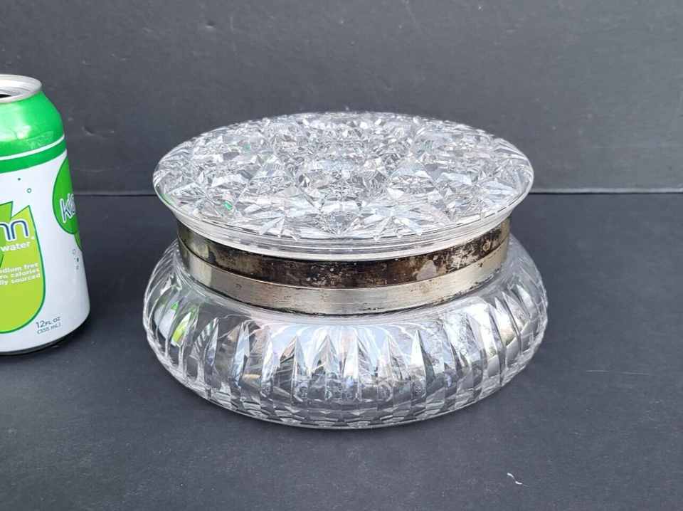 Cut Glass Jewelry Box American Brilliant ABP CF MONROE Sterling Collar ...