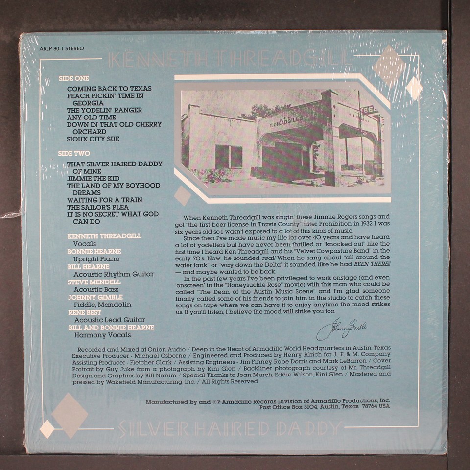 KENNETH THREADGILL: silver haired daddy ARMADILLO 12" LP 33 RPM | eBay