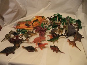 Big Lot of Plastic Dinosaur, Tree, and Play mats Toy Figures, Mixed ...