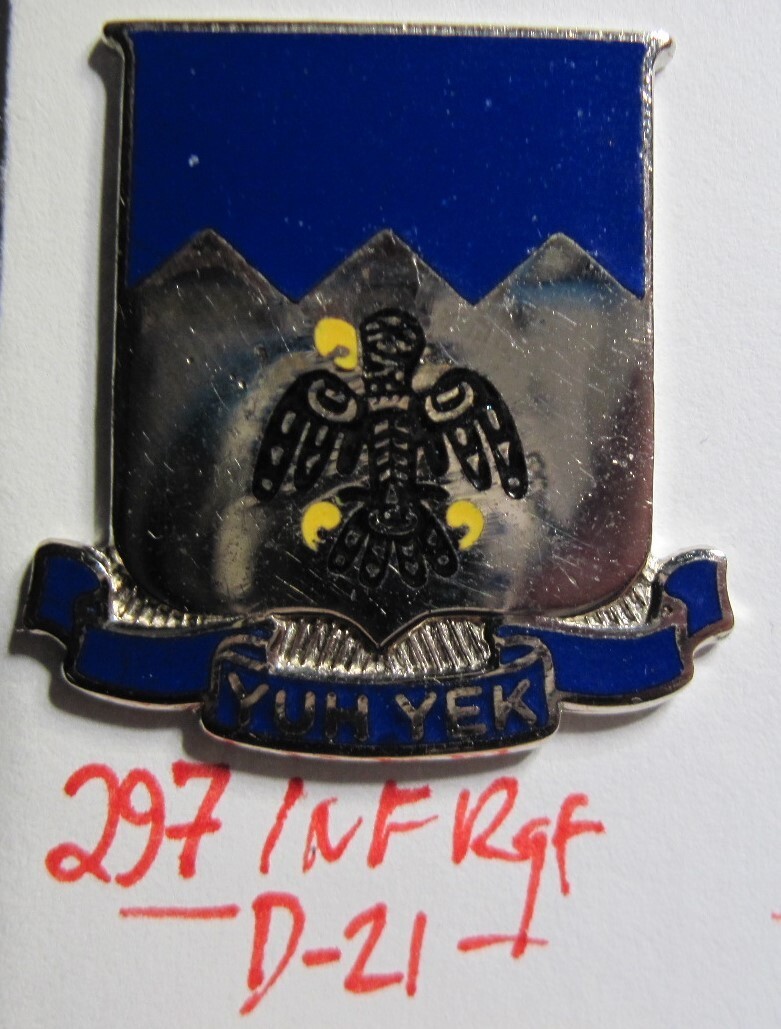 Army crest DI dui cb clutchback 297th INFANTRY REGIMENT inf rgt d-21 ...