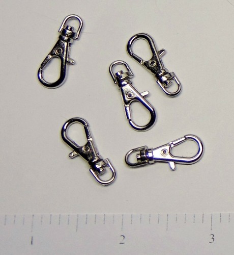 25 Small SWIVEL CLIPS for KEY RING 23mm x 9mm ~ Plain Silver ~ Lobster ...
