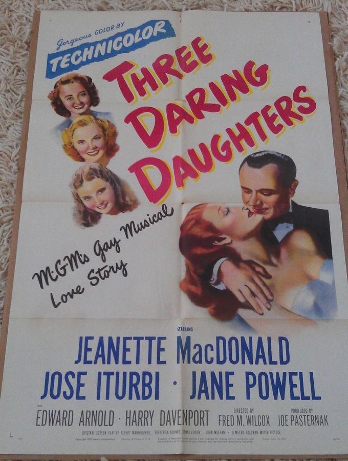 THREE DARLING DAUGHTERS MOVIE POSTER 1 SHEET 1948 ORIGINAL FOLDED 27x41 ...