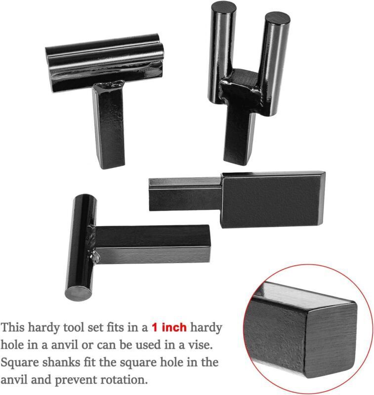 4Pcs Steel Blacksmith Anvil Hardy Tool Set Fits 1" Hardy Hole in a ...