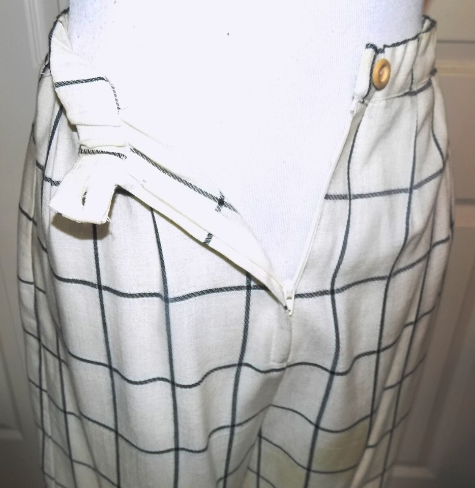 80s California Design Petite Dorothy Samuel Tan Black Skort Rayon Flax ...