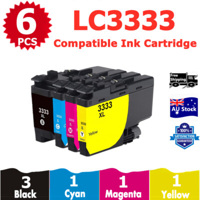 6X LC3333 LC-3333 Compatible Ink Cartridges For Brother DCP-J1100dw MFC ...