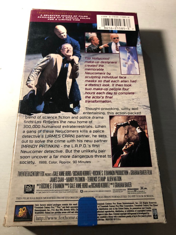 Alien Nation (1988) VHS Action Sci-fi James Caan Mandy Patinkin ...