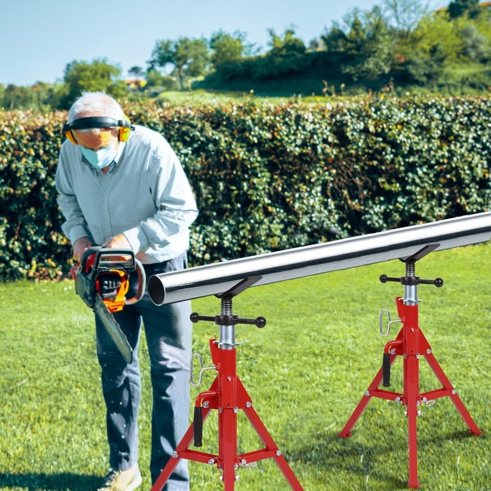 Pipe Jack Stand 2500lbs Pipe Stand V-Head Folding Legs Adjustable ...