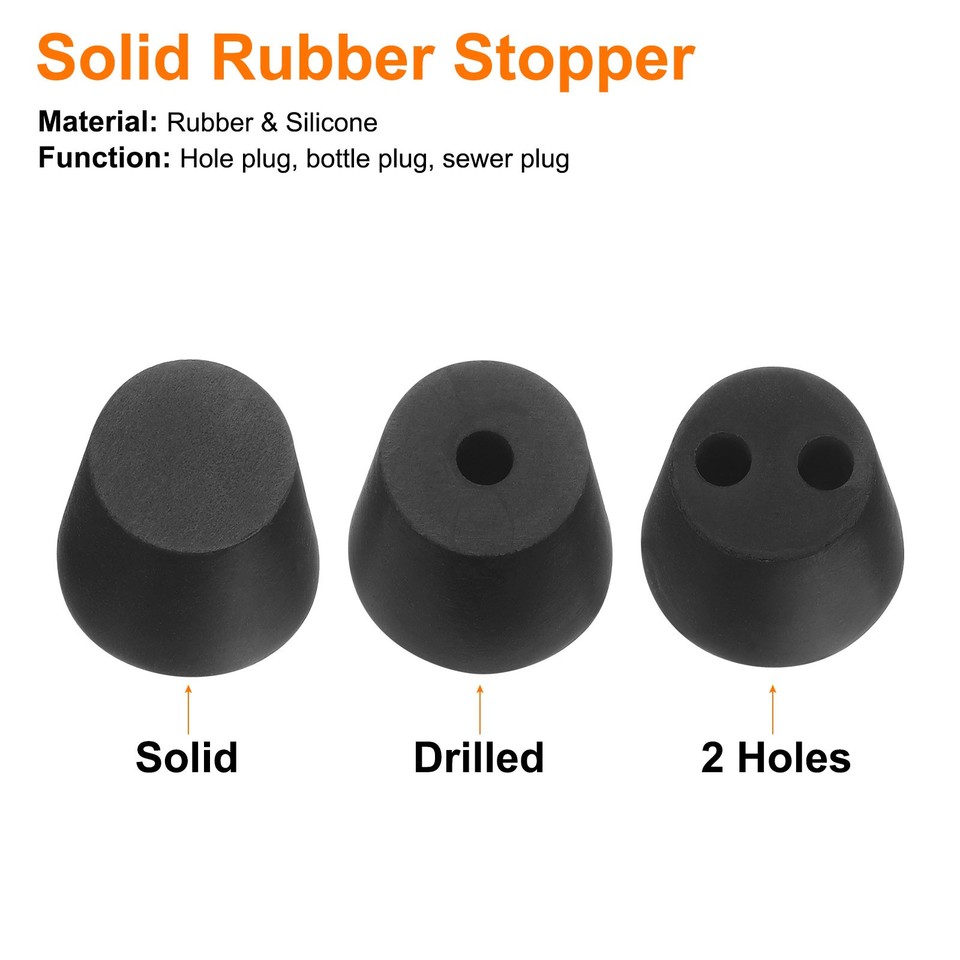 2 Pcs 2-Hole Rubber Stopper, Tapered Seal Tube Stopper Plug, 34x27x25mm ...