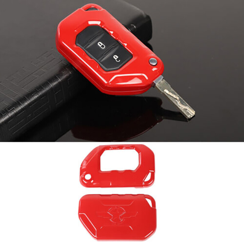 Red Key Fob Cover Case Skin trim For 2018 2019 2020 Jeep Wrangler JL ...