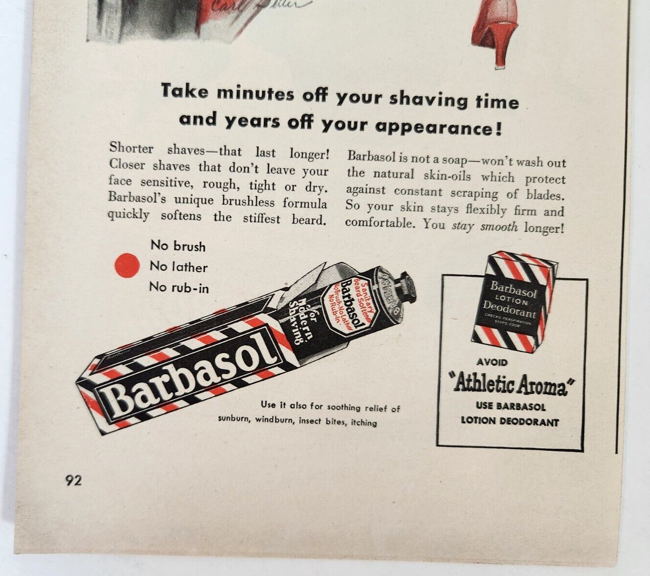 Carl Setter Pinup Girl Barbasol Vintage 1/2 Page 1948 Ad Shaving | eBay