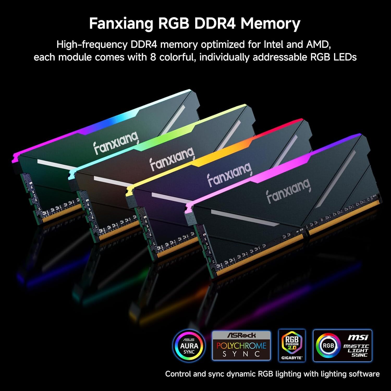 Fanxiang Ram 64GB 32GB 16GB RGB Memory Sticks Kit DDR4 RAM 3600 Intel ...