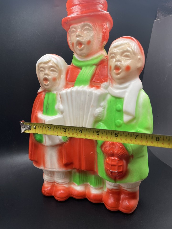 Blow Mold Christmas Poloron PIXIES 1960s Caroling Trio Neon Day-Glo ...
