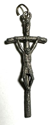 Vintage 2" Pewter Cross Crucifix - Used Detailed Necklace Crucifix | eBay