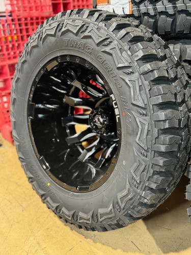 20" Fuel Blitz D673 Black Dually Wheels 35" MT Tires 8x200 Ford Super ...