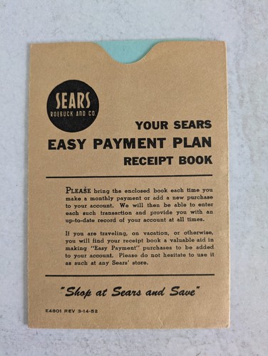 1956 Sears Roebuck Easy Payment Plan Receipt Book Utica NY | eBay
