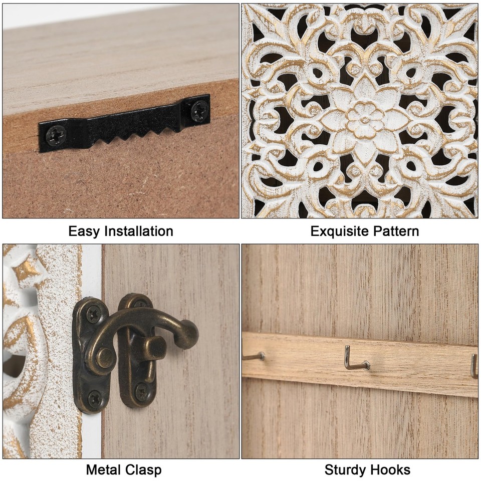 Key Holder For Wall Decorative Key Box Key Cabinet Wooden Key Hooks ...